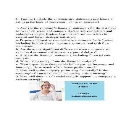 C. Finance (include the common-size statements and financial ratio.docx ...
