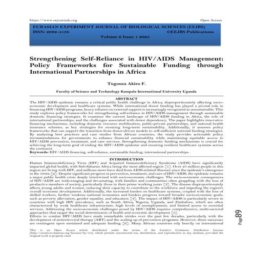 Strengthening Self-Reliance in HIV/AIDS Management: Policy Frameworks ...