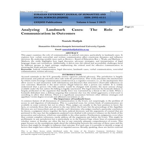 Analyzing Landmark Cases: The Role of Communication in Outcomes | PDF