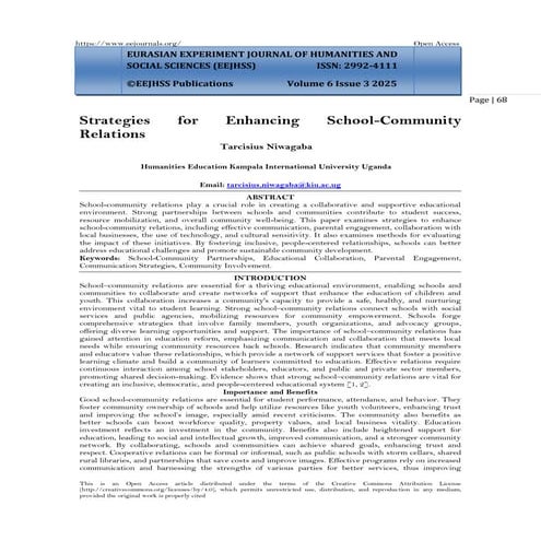 Strategies for Enhancing School-Community Relations (www.kiu.ac.ug) | PDF