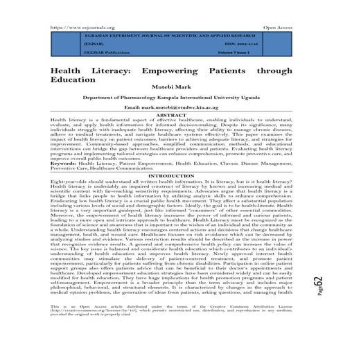 Health Literacy: Empowering Patients through Education (www.kiu.ac.ug ...