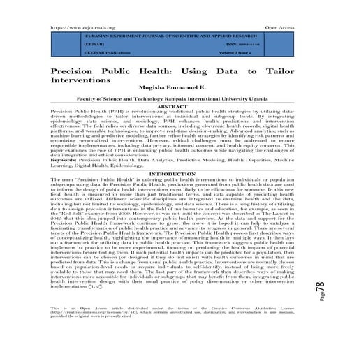 Precision Public Health: Using Data to Tailor Interventions (www.kiu.ac.ug) | PDF
