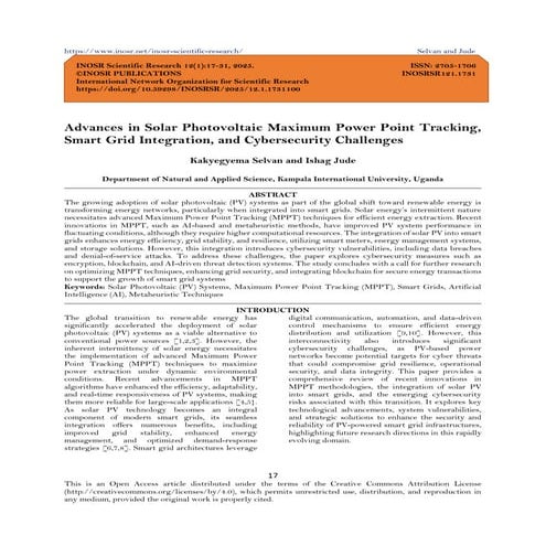 Advances in Solar Photovoltaic Maximum Power Point Tracking, Smart Grid ...