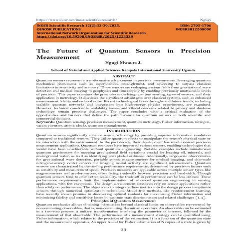 The Future of Quantum Sensors in Precision Measurement (www.kiu.ac.ug) | PDF