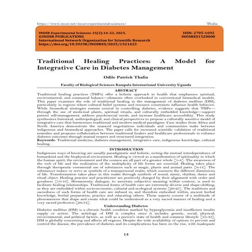 Traditional Healing Practices: A Model for Integrative Care in Diabetes ...