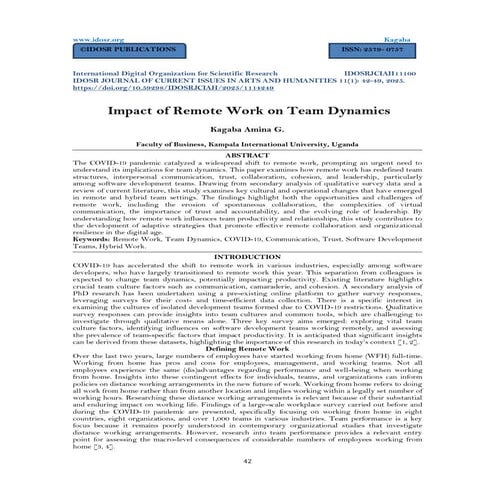 Impact of Remote Work on Team Dynamics (www.kiu.ac.ug) | PDF