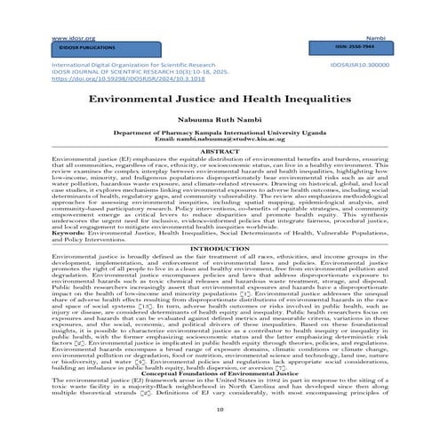 Environmental Justice and Health Inequalities (www.kiu.ac.ug) | PDF