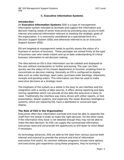 Executive support system (ess) | PPTX