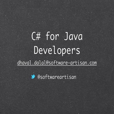 C# for-java-developers | PDF | Programming Languages | Computing