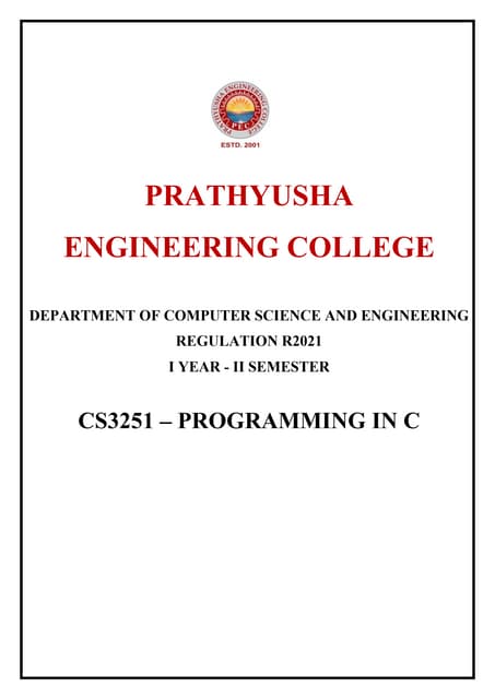 Notes Of C Programming 1st Unit Bca I Sem Doc Programming Languages Computing