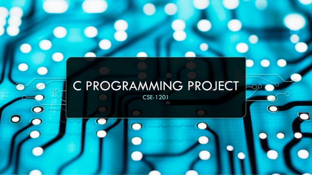 C Programming Project Proposalbased On Each Grouppdf