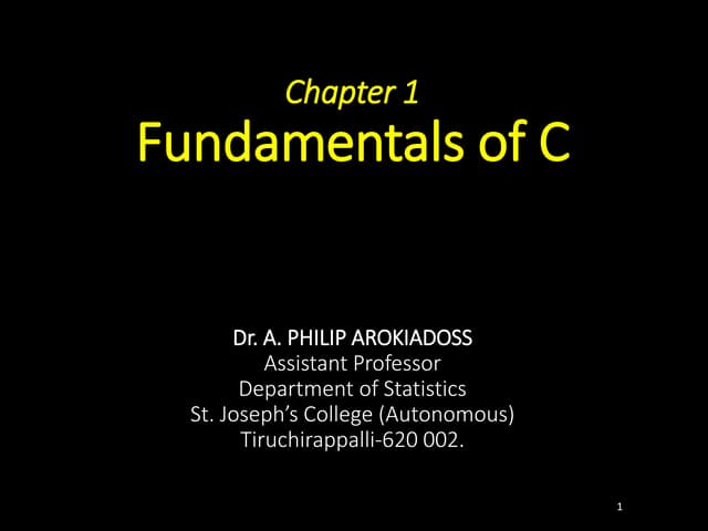 C Programming Chapter 1 Fundamentals Of Cppt