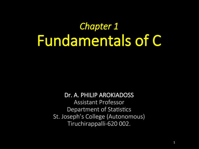 C Programming Chapter 1 Fundamentals Of C Ppt