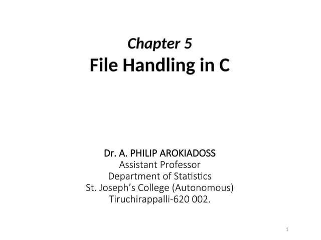 C Programming Chapter 5 File Handling Cppt 7601