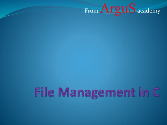 C Programming File Handling Ppt