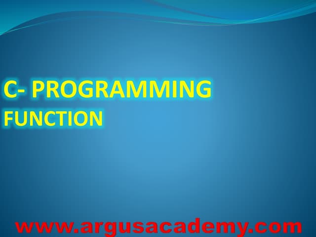 C Programming Function Ppt
