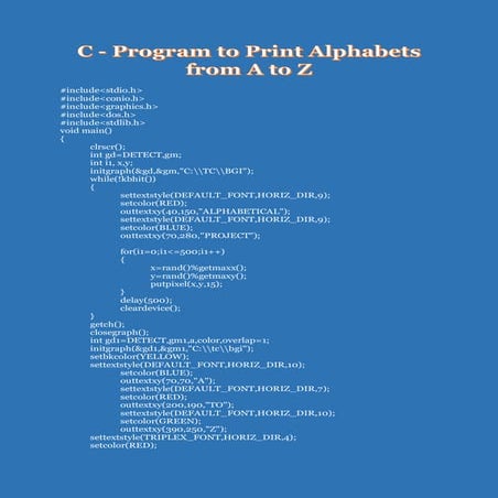 C Program To Print Alphabets From A To Z Pdf
