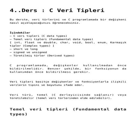 C veri-tipleri-c-data-types | PDF