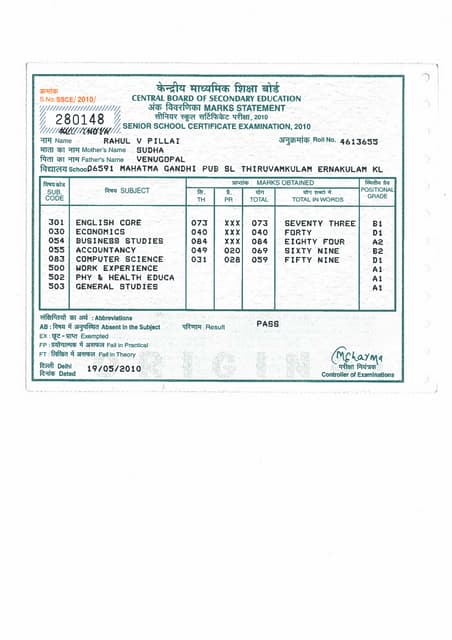 S.Y and T.Y BCOM marksheet | PDF