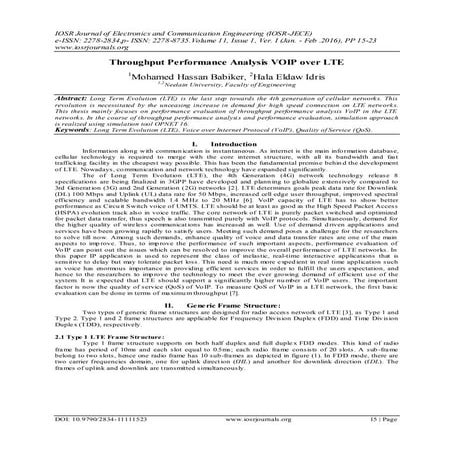 Throughput Performance Analysis Voip Over Lte Pdf 