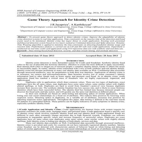 Game Theory Approach for Identity Crime Detection | PDF