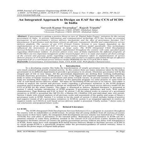 An Integrated Approach to Design an EAF for the CCS of ICDS in India | PDF