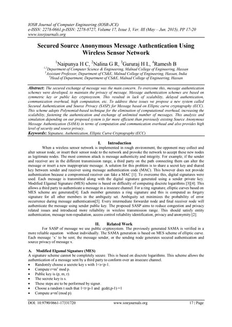 Secured Source Anonymous Message Authentication Using Wireless Sensor Network Pdf 9924