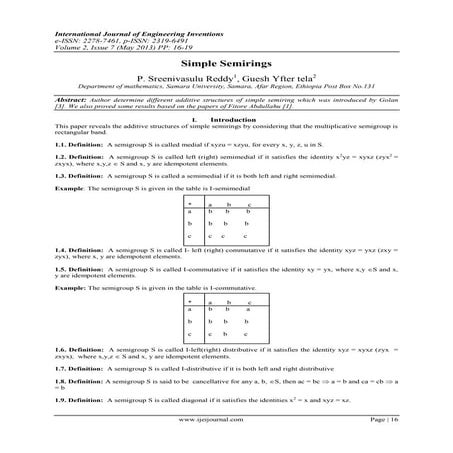 Simple Semirings | PDF