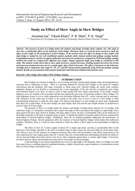 Analysis of Different Span of Skew Slab Bridge by STAAD PRO V8I Software using Finite Element ...
