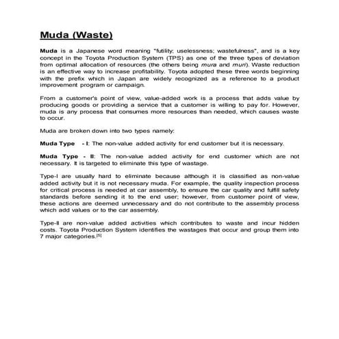 Muda | DOCX | Business | Business and Finance