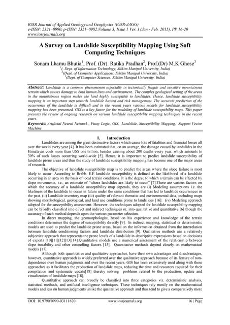 Landslide Susceptibility Map using Remote Sensing and GIS | PPTX