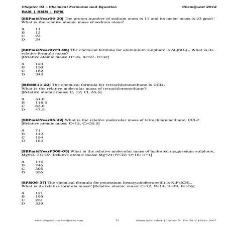 ChemQuest2012 - Chap03 | PDF