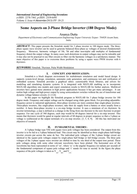 Three phase inverter - 180 and 120 Degree Mode of Conduction | PPTX
