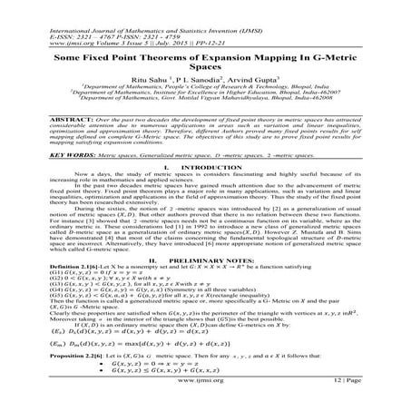 Some Fixed Point Theorems Of Expansion Mapping In G Metric Spaces Pdf