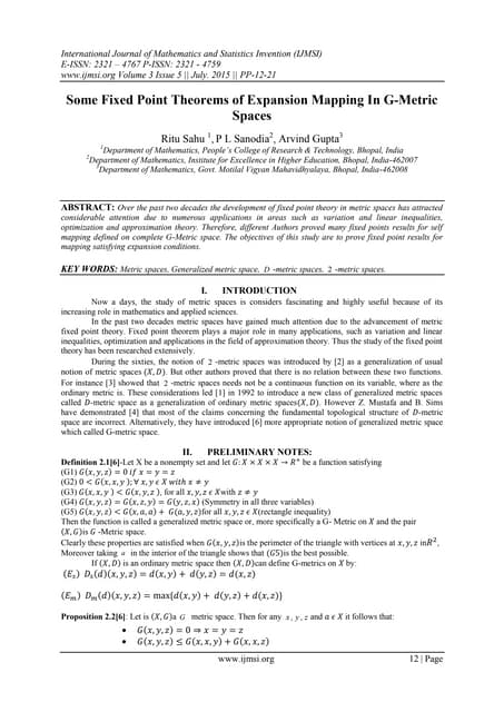 Some Fixed Point Theorems Of Expansion Mapping In G Metric Spaces Pdf
