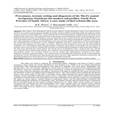 Provenance, tectonic setting and diagenesis of the Mn-Fe coated ...