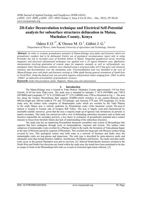 2d Euler Deconvolution Technique And Electrical Self Potential Analysis