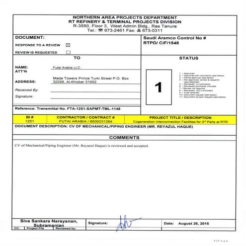 Saudi Aramco Approval | PDF