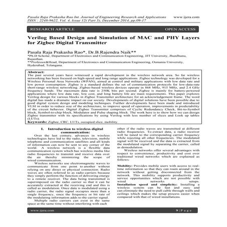 Verilog Based Design and Simulation of MAC and PHY Layers for Zigbee Digital Transmitter | PDF
