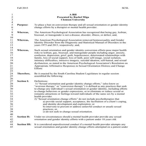 SCSL Conversion Therapy Bill | PDF
