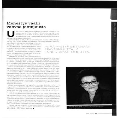 Menestys vaatii vahvaa johtajuutta_EVLI Magazine_1 2016_A Haarla | PDF