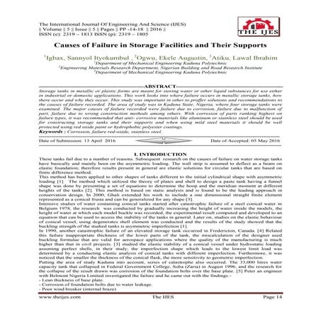 Causes of Failure in Storage Facilities and Their Supports | PDF