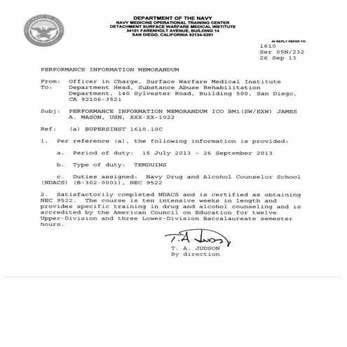 Navy Drug and Alcohol Counselor School | PDF