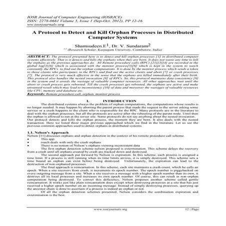 A Protocol to Detect and Kill Orphan Processes in Distributed Computer ...