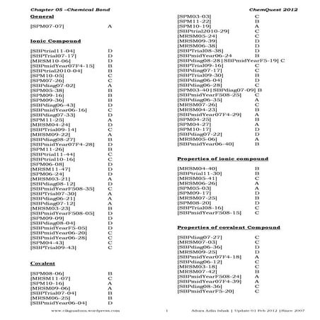 ChemQuest2012 - Chap05 Ans P1 | PDF