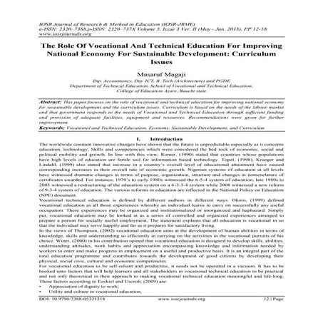 The Role Of Vocational And Technical Education For Improving National ...