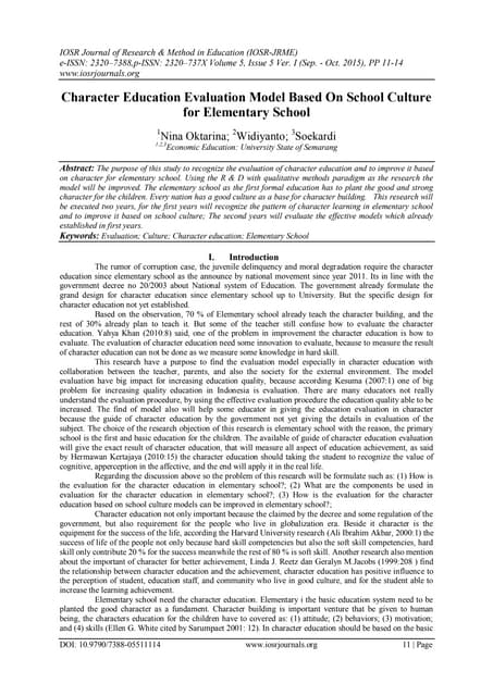 Cultivating Morals Students Through Character Education: a Case Study ...