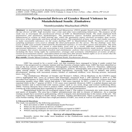 The Psychosocial Drivers of Gender Based Violence in Matabeleland South ...