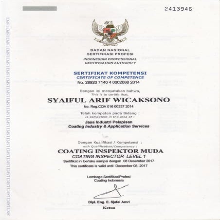 certificate of competency by BNSP | PDF