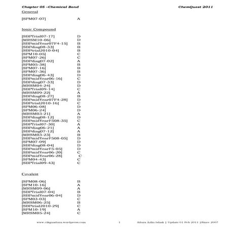 Jawapan C05 ChemQuest P1 | PDF